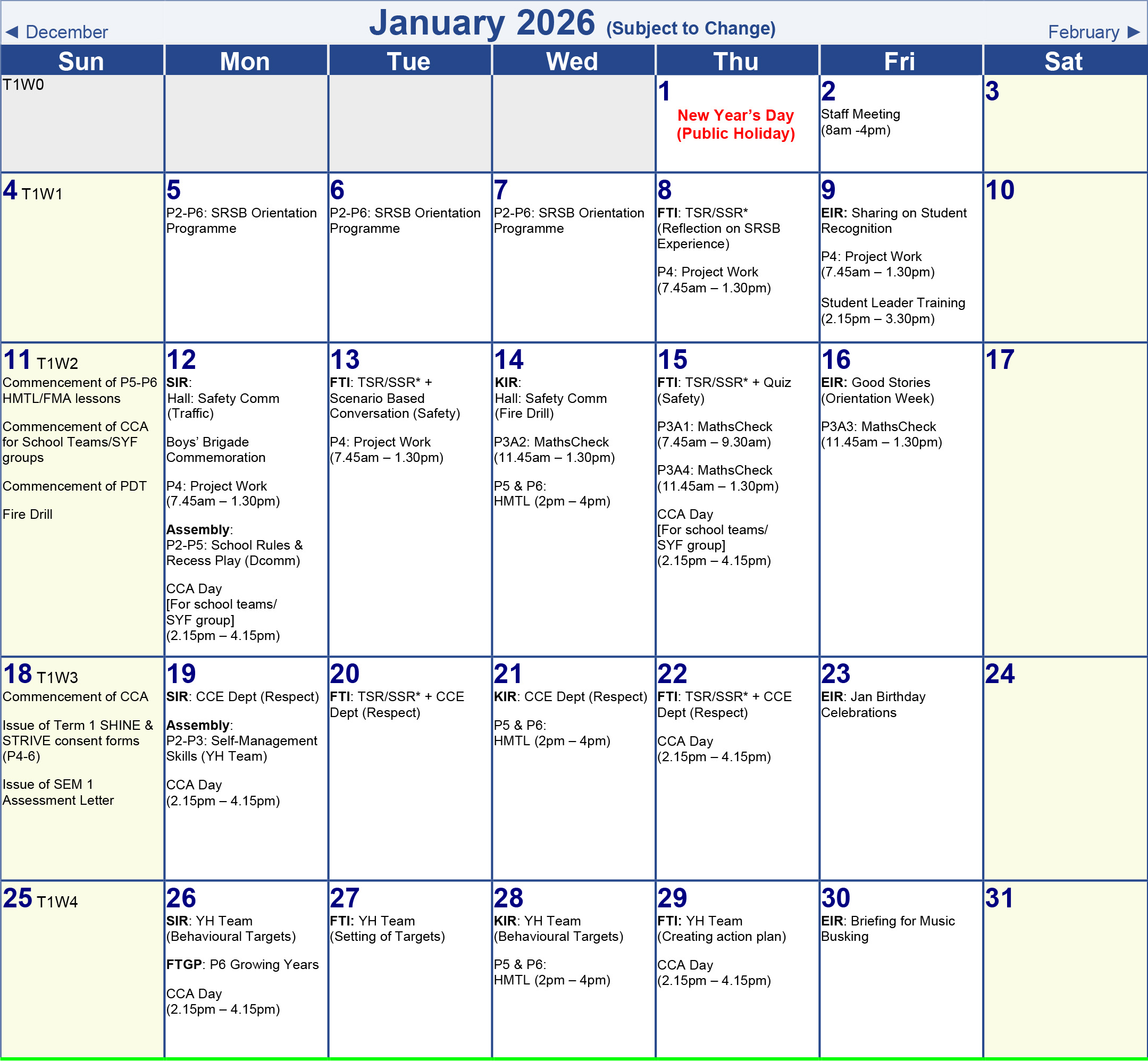 School Schedule